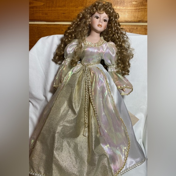 Vintage | Toys | Porcelain Elegant Gold And Cream Angel Doll 22 Tall ...